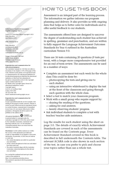 Achievement Standards Assessment: English - Language Year 4
