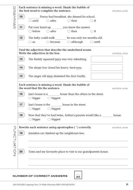 Achievement Standards Assessment: English - Language Year 5