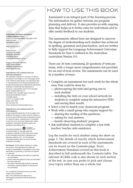 Achievement Standards Assessment: English - Language Year 6