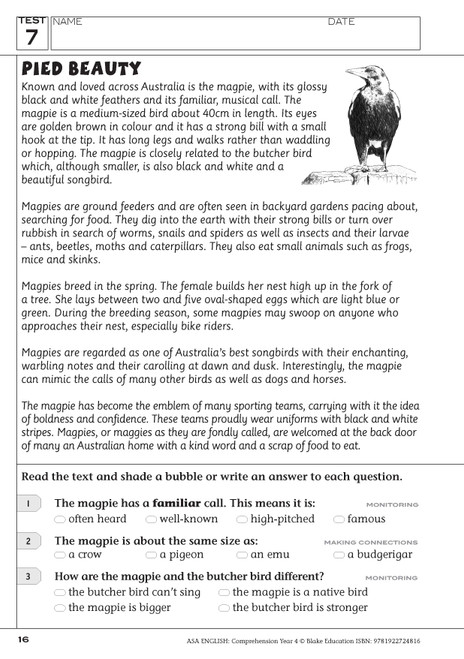 Achievement Standards Assessment: English - Comprehension Year 4