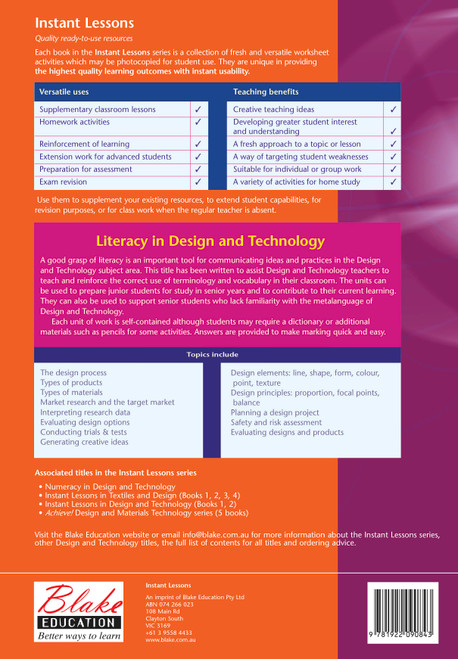 Instant Lessons - Literacy in Design & Technology