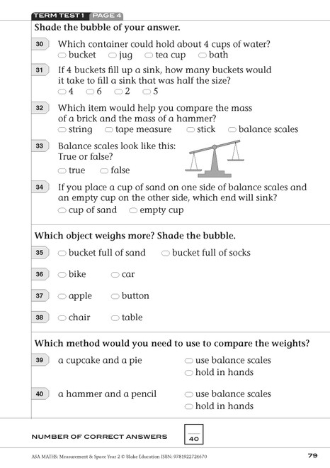 Achievement Standards Assessment: Measurement & Space, Statistics Year 2