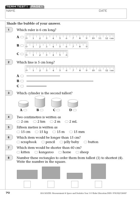 Achievement Standards Assessment: Measurement & Space, Statistics ...
