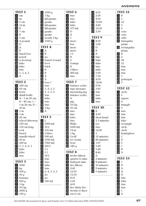 Achievement Standards Assessment: Measurement & Space, Statistics ...