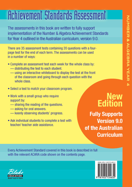 Achievement Standards Assessment: Number and Algebra Year 4