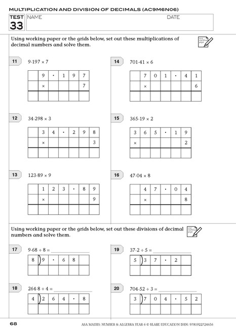 Achievement Standards Assessment: Number and Algebra Year 6