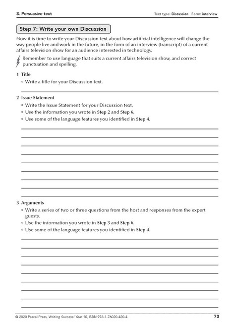 Writing Success! Year 10 Workbook