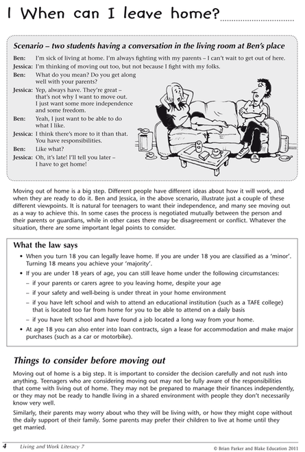 Living & Work Literacy - Book 7 - Moving Out | Blake Education