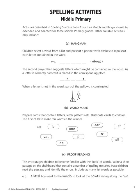 Spelling Success - Middle - Book 2 | Blake Education