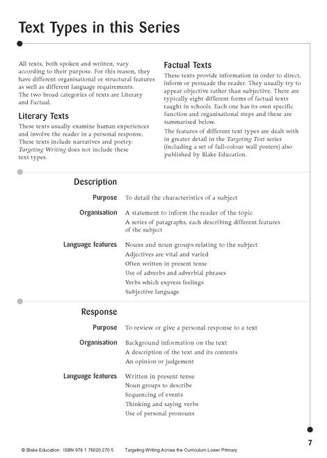 Targeting Writing Across the Curriculum Lower Primary | Blake Education