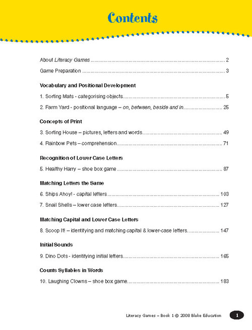 Blake's Learning Centres Literacy Games Book 1 | Blake Education