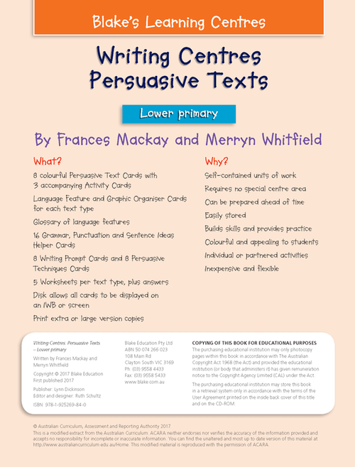 Blake's Learning Centres: Writing Persuasive Texts LP | Blake Education