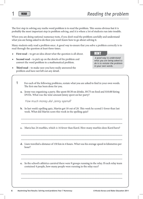Maximising Test Results - Solving NAPLAN*-style word problems Year 7 ...