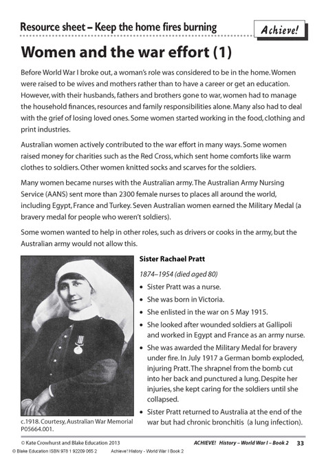 Achieve! History - World War I Book 2 | Blake Education