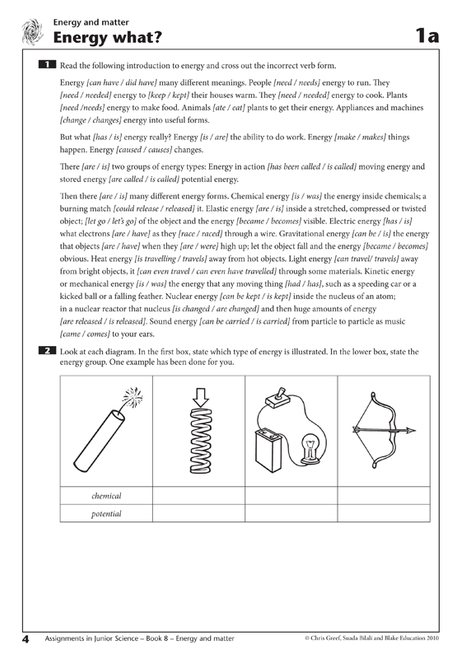 Assignments in Junior Science - Book 8 - Energy and Matter | Blake ...