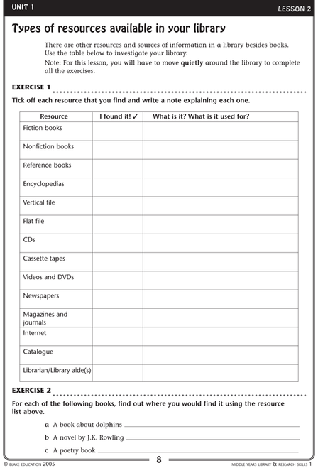 Middle Years Library & Research Skills - Book 1 | Blake Education