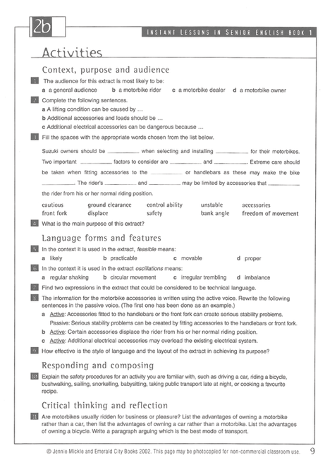 Instant Lessons in Senior English - Book 1 - Blake Education