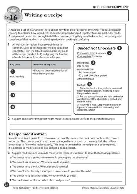 Instant Lessons - Food Technology - Food service and catering | Blake ...