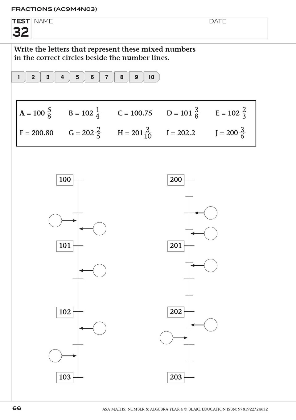 Achievement Standards Assessment: Number and Algebra Year 4