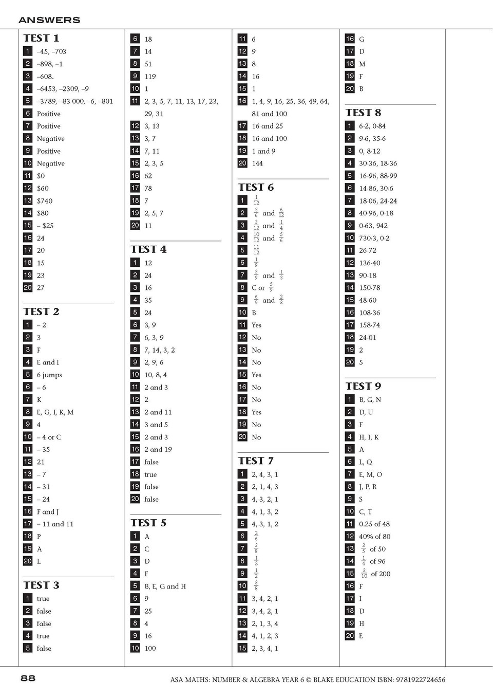 Achievement Standards Assessment: Number and Algebra Year 6