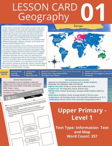 Blake's Compact Lesson Cards - Geography UP - Information Text and Map ...