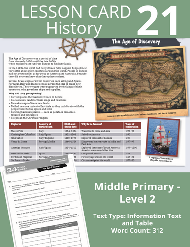 Blake's Compact Lesson Cards - History MP - Information Text and Table ...