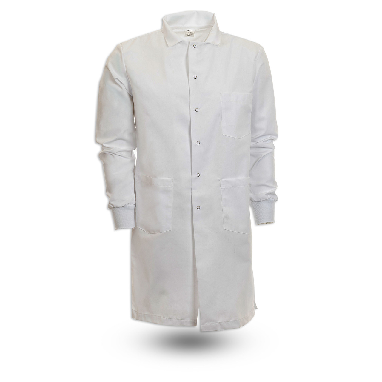 L21M Men's Gripper Snap Lab Coat with Knit Cuffs |Men's Long Lab Coats