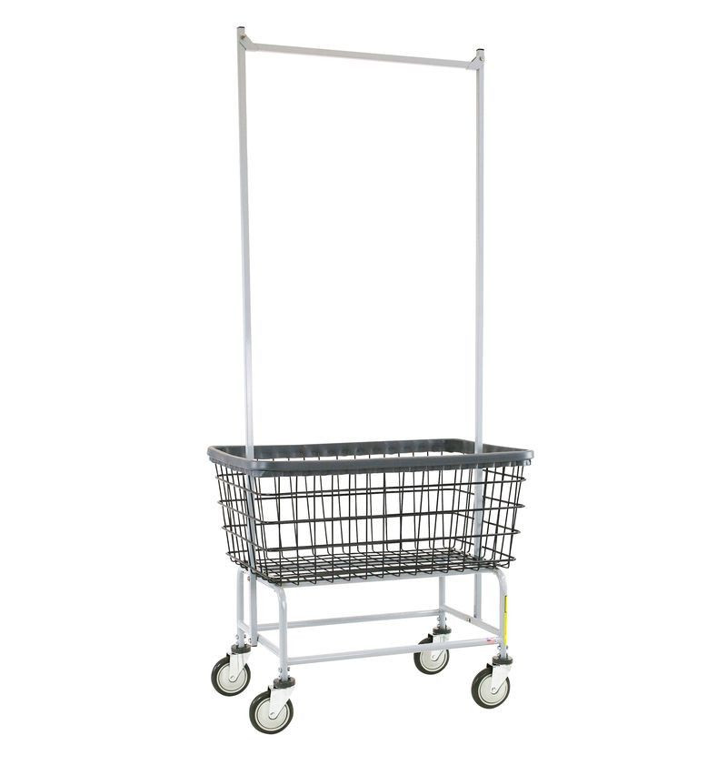 4.5 Bushel Dura-Seven™ Large Wire Laundry Cart with Double Pole Rack ...