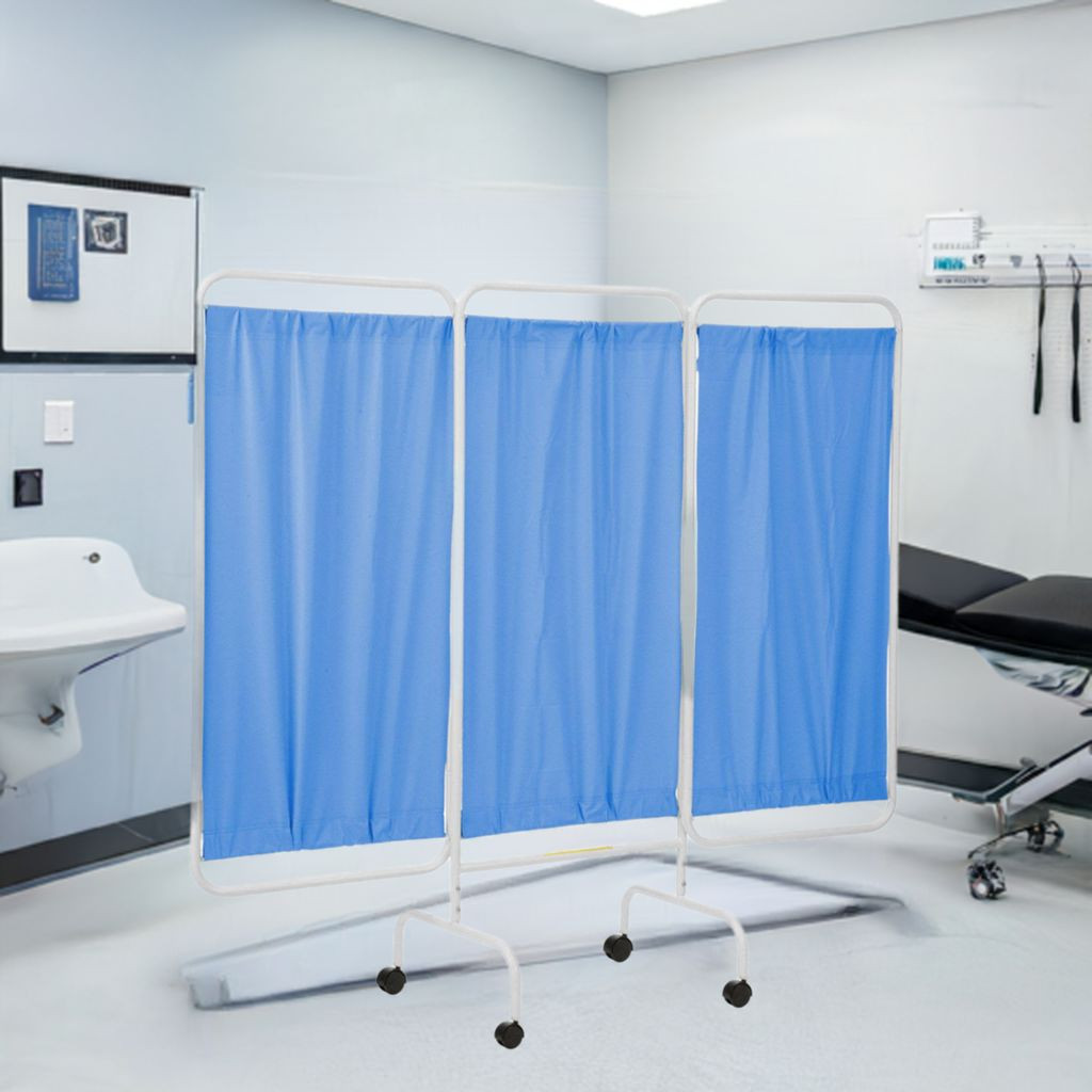 Hospital Privacy Screen, Blue Vinyl Panels - PSS-3CB