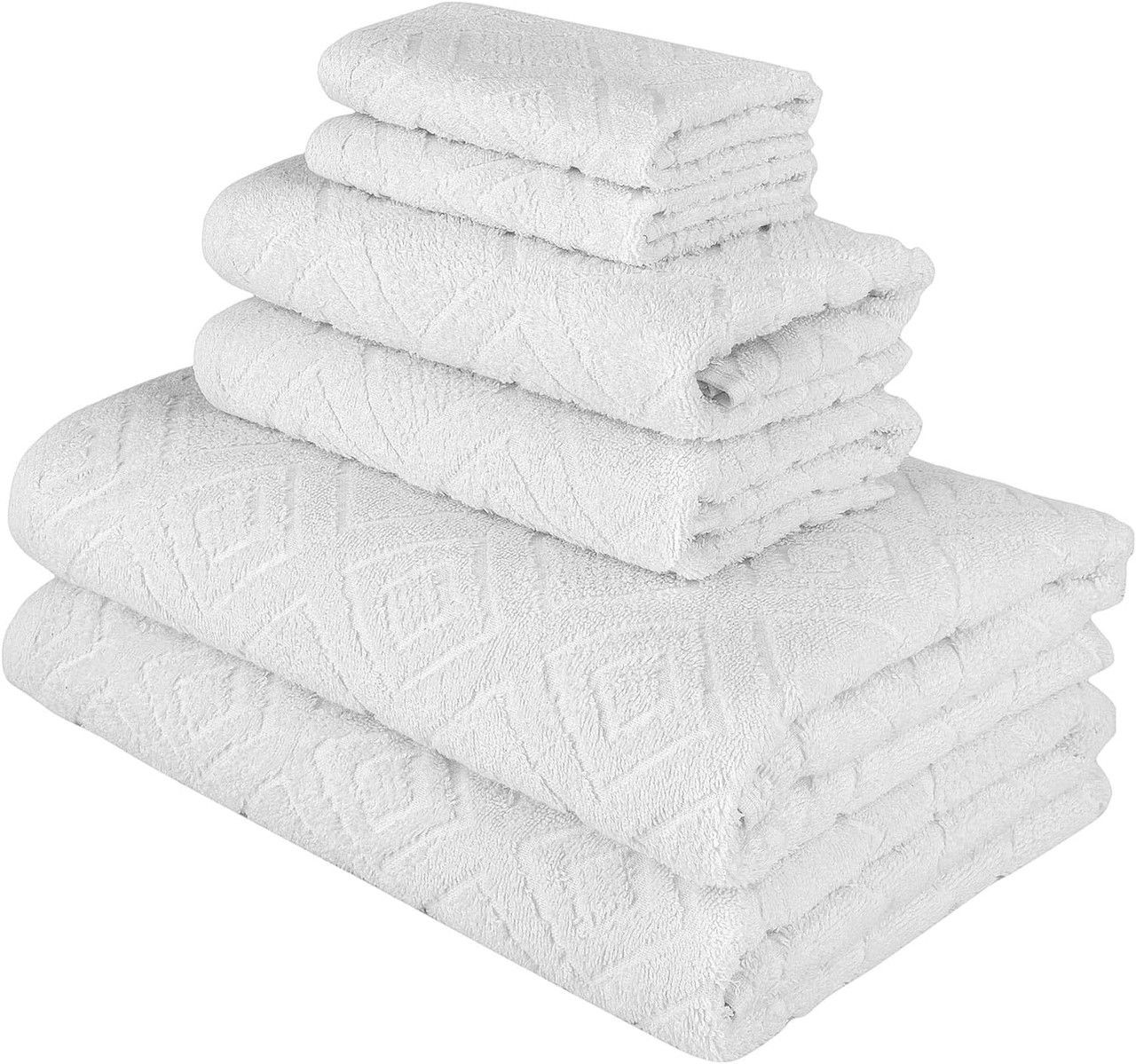 Nine West - Larue Jacquard Diamond Towel in Bulk, Set of 6|Turkish Towels