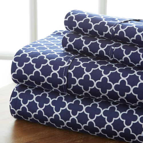 Quatrefoil Patterned 4-Piece Sheet Set by ienjoy Home®|MicroFiber Bed ...