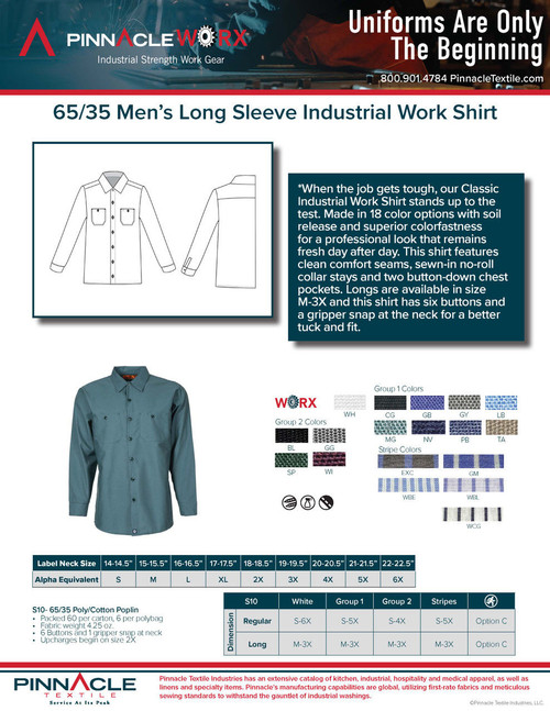 S10LB Men's Industrial Work Shirt, Light Blue