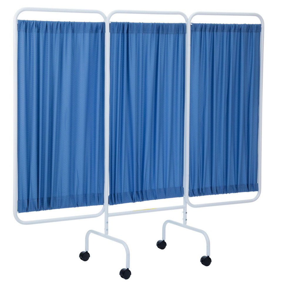 Hospital Privacy Screen, Blue Vinyl Panels - PSS-3CB|Hospital Room Dividers