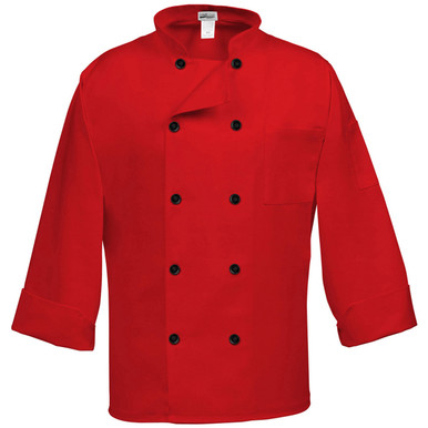 10 Button Long Sleeve Classic Red Chef Coat, Fame C10P