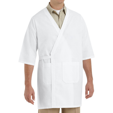 Red Kap® WP10WH White Collarless Butcher Wrap|Cobbler Smocks | Cobbler ...