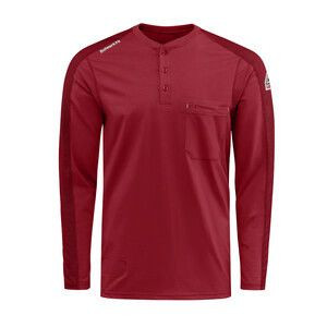 Bulwark FR Men's Flex Knit Henley - Red|FR Shirts | Flame Resistant Shirts