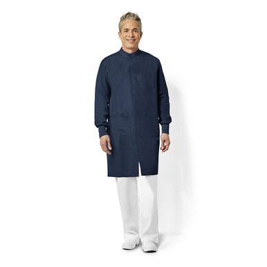 PFAS-Free T-Shield Unisex Navy Lab Coat With Knit Cuffs