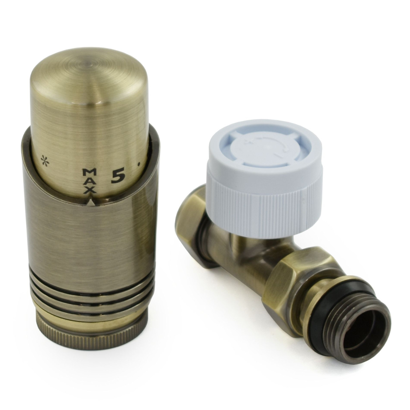 Delta Straight TRV Antique Brass Thermostatic Radiator Valve