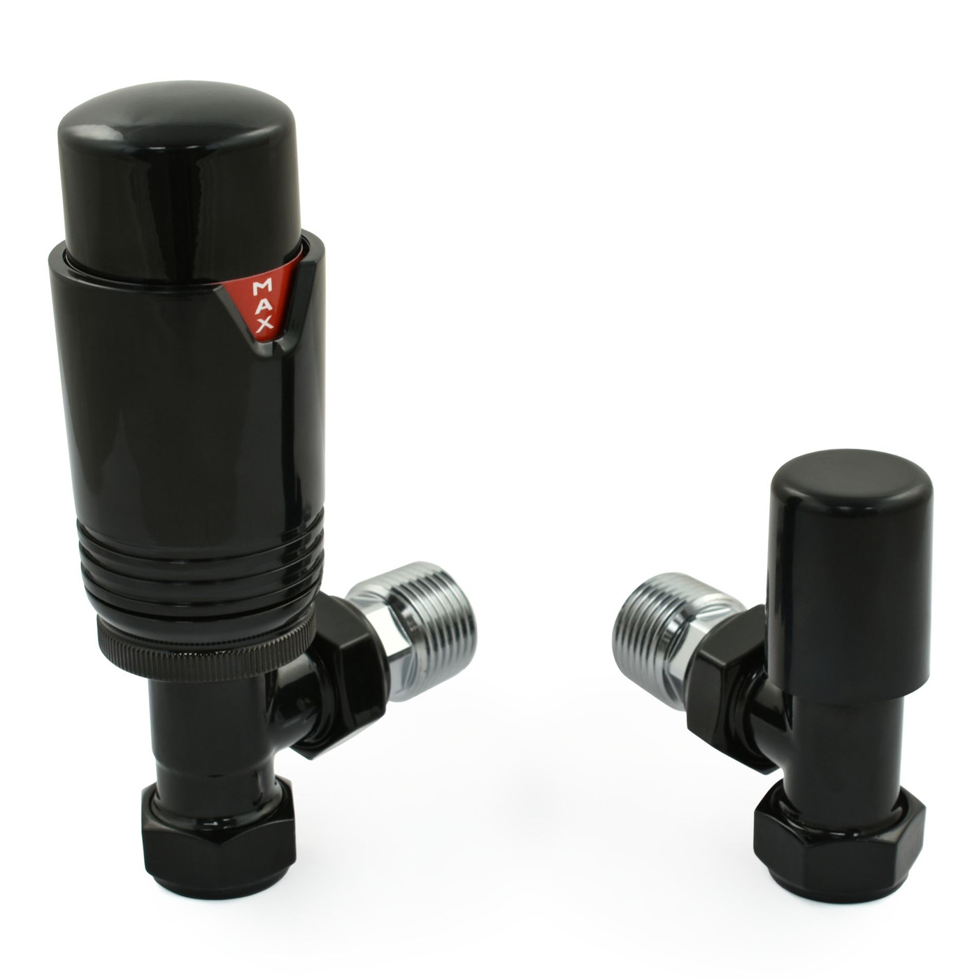 Echo Angled TRV Full Black Thermostatic Radiator Valve