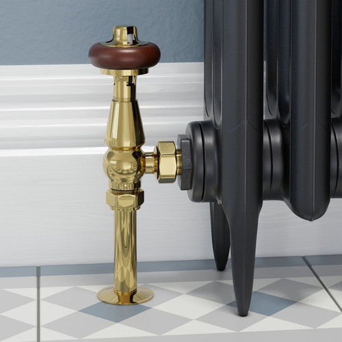 Faringdon Traditional Thermostatic Radiator Valve - Brass (Angled TRV)