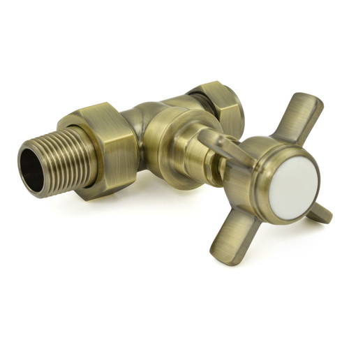 Westminster Cross-head Rad Valves Straight Antique Brass (Pair)