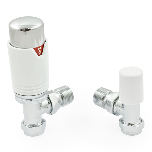 Echo Angled TRV Chrome & White Thermostatic Radiator Valve