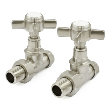 Westminster Crosshead Rad Valves Straight Brushed Satin Nickel (Pair)