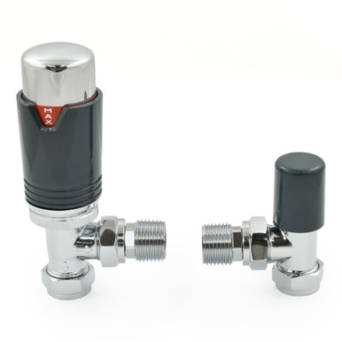 Echo Angled TRV Chrome & Anthracite Thermostatic Radiator Valve