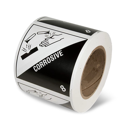 Class 8 Corrosive Dangerous Goods label 4" x 4" 500 per roll - PAXX ...