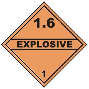 Class 1.6 Explosives Dangerous Goods label 4" x 4" 500 per roll