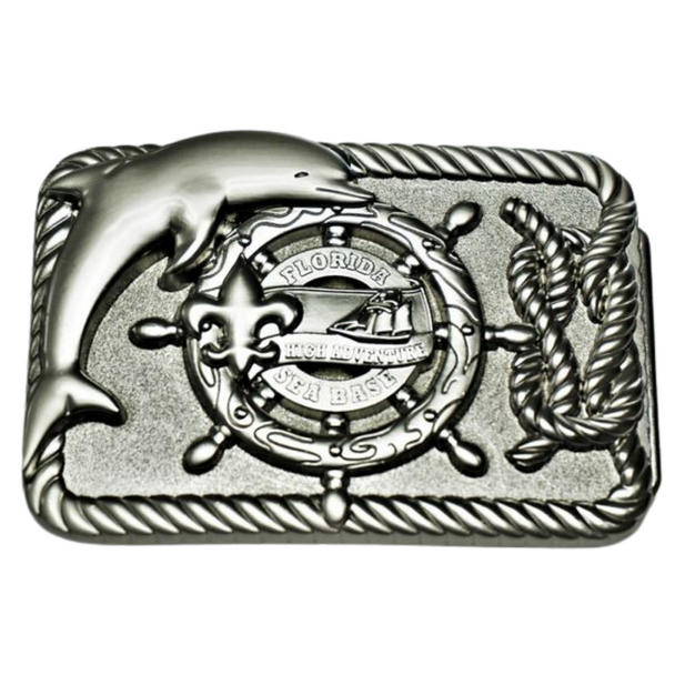 Silver Dolphin Belt Buckle Symbol Arts