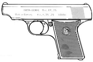 Erma EP25 (FBI), .25ACP, 7 Rd: - Triple K - Live Store