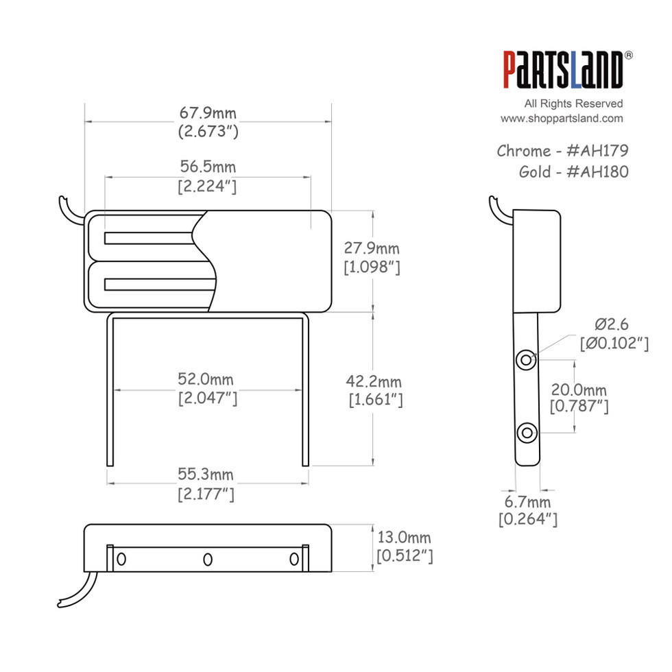Floating Mini Humbucker Pickup / Alnico 3