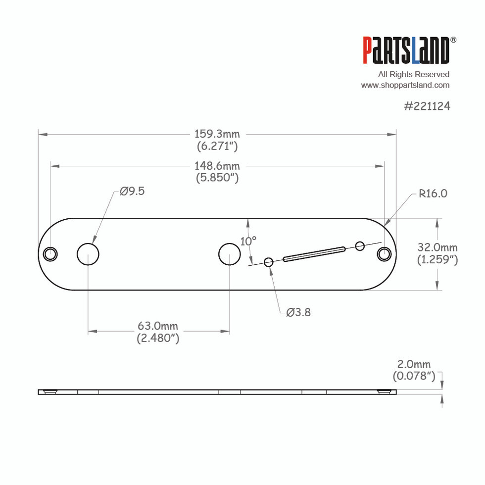 Telecaster® Control Plate Slanted Switch